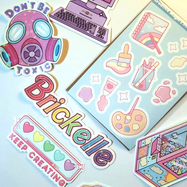 Keep Creating Artist Sticker Cute Watercolor Sticker Kawaii Artist ...