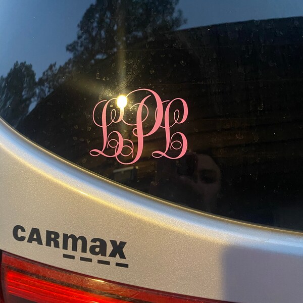 Vine Monogram Vinyl Car Decal Sticker | Monogram Window Sticker ...