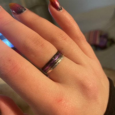 Super Thin Black Silver Stackable Rings, Black Ring, Stack Rings, Black ...