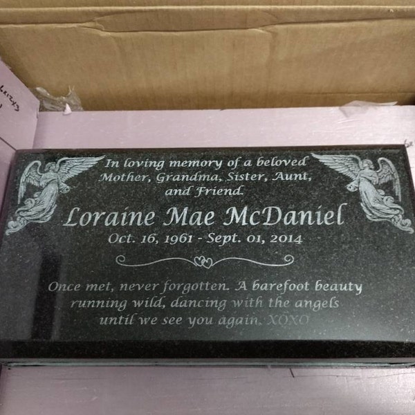Personalized 8x12x1 Granite Memorial Headstone, Memorial Marker, Grave ...