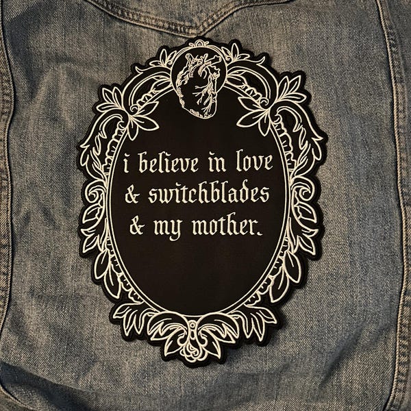 Large Embroidered Back Patch - ""love/switchblades/mother" - Etsy