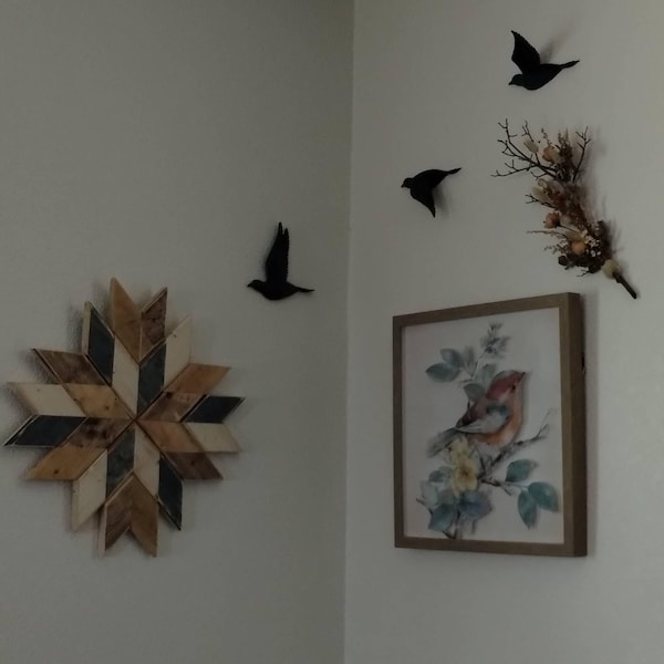 Wooden Barn Star Pattern, Wood Quilt Star, Mosaic Wood Wall Art ...