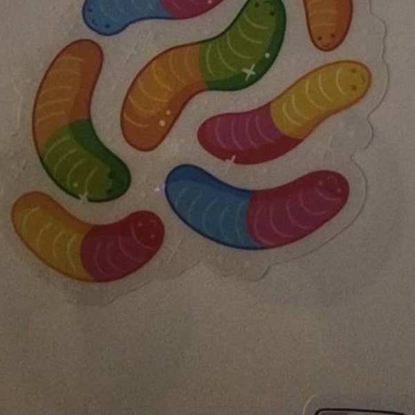 Gummy Worm Sticker - Transparent Sticker - Vinyl Sticker - Waterproof ...