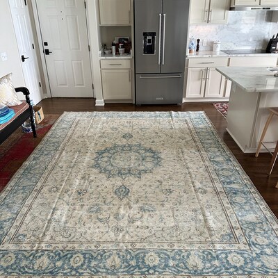 9x12 Raspberry Red Sage Green Vintage Area Rug Oriental Low Pile Floral ...