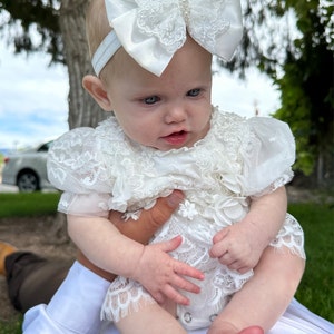Baby Tiara Hair Band for Baptism Christening Lace and Pearls - Etsy UK
