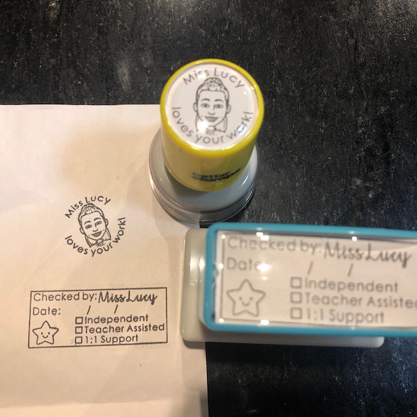 Personalised Teacher Checked Stamp, Checked by With Teacher Name Stamps ...