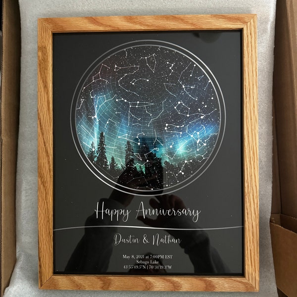 Star Map Anniversary Gift, Night Sky by Date, Night Sky Print, Star Map ...