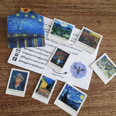 Van Gogh Painting Stickers Mystery Pack of 6 Waterproof Glossy Vinyl ...