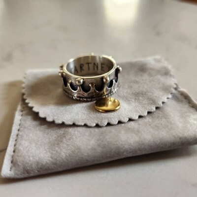 King Ring for Men, Sterling Silver Royal Ring for Men, 10mm Width Crown ...