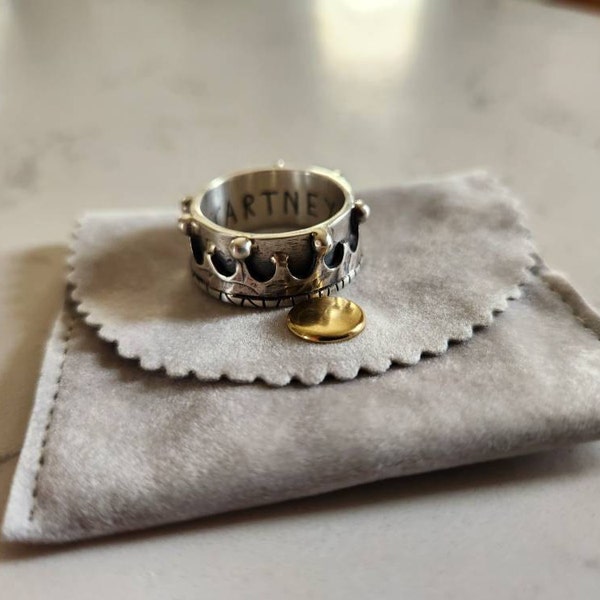 King Ring for Men, Sterling Silver Royal Ring for Men, 10mm Width Crown ...