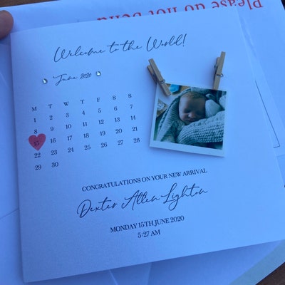 New Baby Card Baby Boy Card Baby Girl Card New Arrival Birth ...