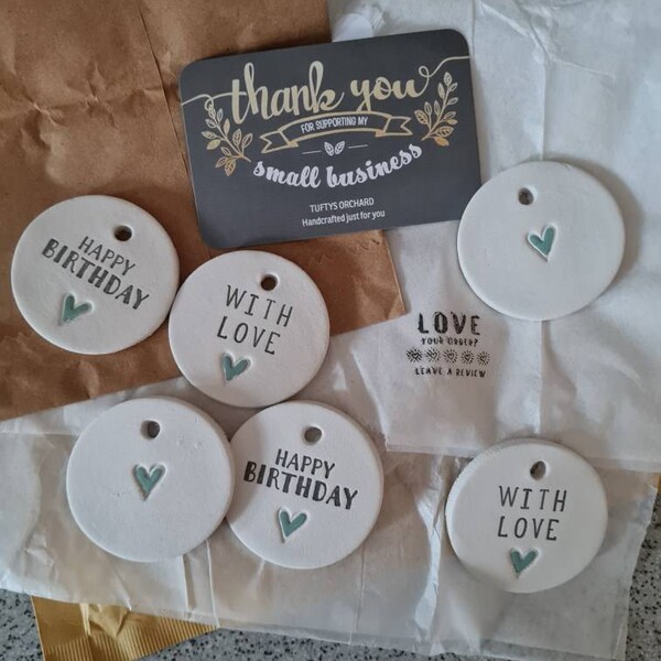 Gold Heart Clay Favour Tags | Rustic Wedding Favours | Party Gift Tags ...