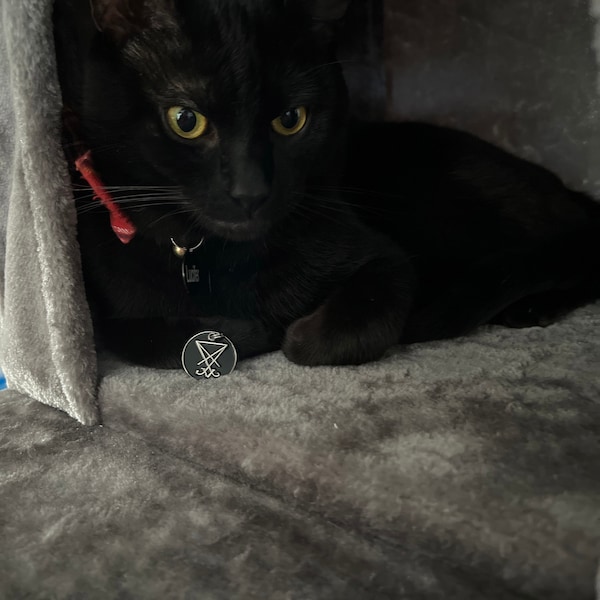 Lucifer Silver / Black Sigil Collar Charm for Cats, Dogs (or People ...
