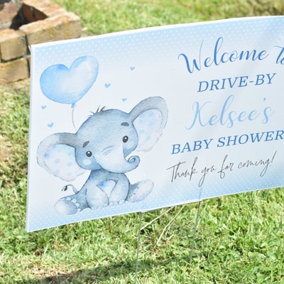 Elephant Boy Baby Shower Yard Sign Drive by Drop off Welcome Sign ...