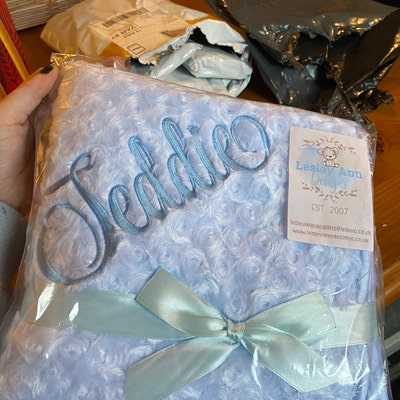 Personalised Embroidered Soft Baby Blanket With Name, Beautiful Script ...