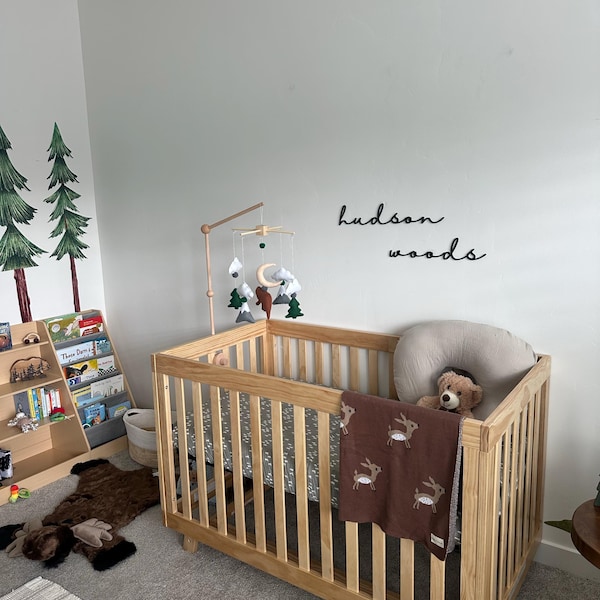 Wood Script Nursery Baby Room Name Laser Cut Sign Cursive First and ...