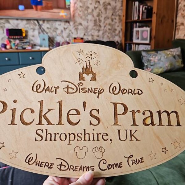 Disney Themed Pram Sign - Stroller Sign | Personalised Push Chair Sign ...