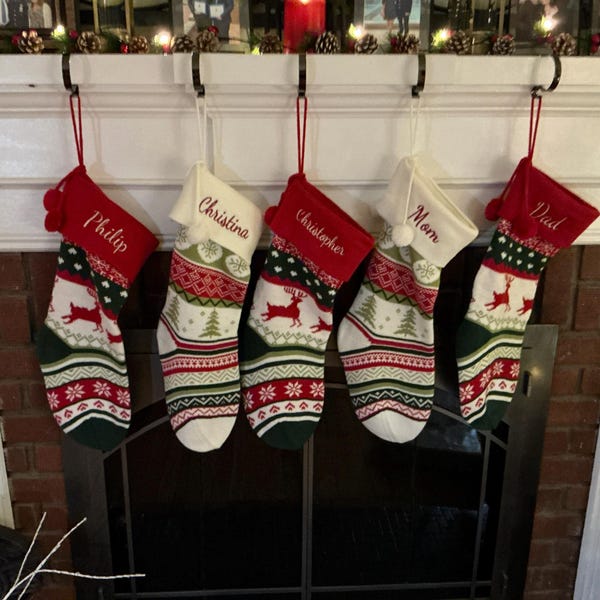 Personalized Christmas Stockings,name Embroidered Christmas Stockings ...