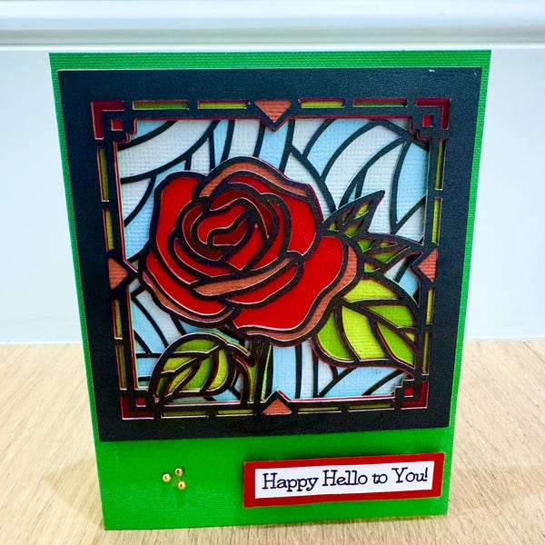 3D SVG Rose Mini Stained Glass Shadow Box, Rose 3D Svg, 3D Flowers Svg ...