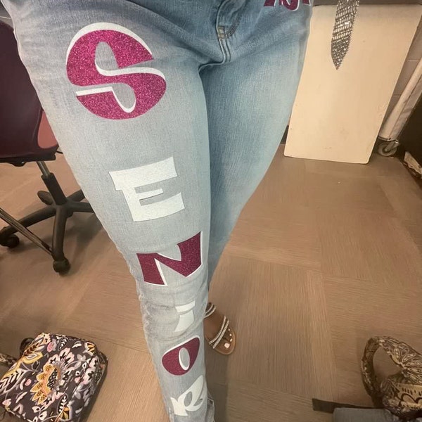 Customized Senior Jeans, Custom Jeans, College Jeans | Senior Set 2025 ...
