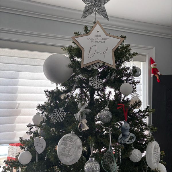 Mum in Loving Memory Christmas Tree Topper Angel Star, Memorial Tree ...