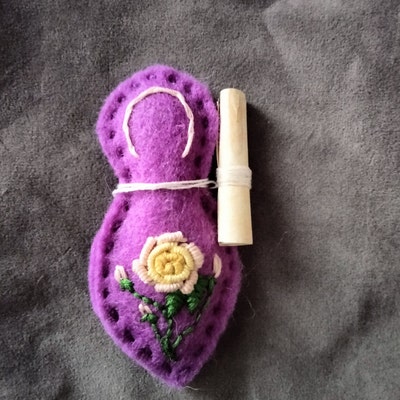 Medium Goddess Poppet With Mistletoe Embroidery, and Pearly Berries. - Etsy