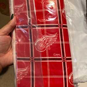 NHL DETROIT Red WINGS Plaid Flannel Hockey 100% Cotton Fabric Material ...