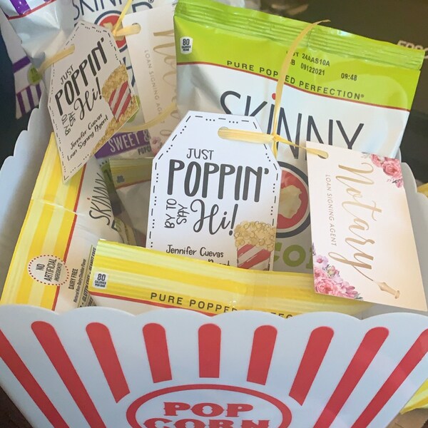 EDITABLE - Just POPPIN by to Say Hi - Popcorn Gift Tags - Printable ...