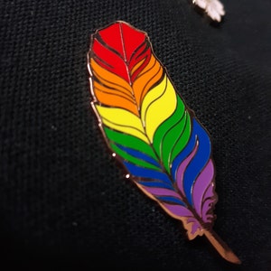Rainbow Pride Feather Enamel Pin LGBT - Etsy