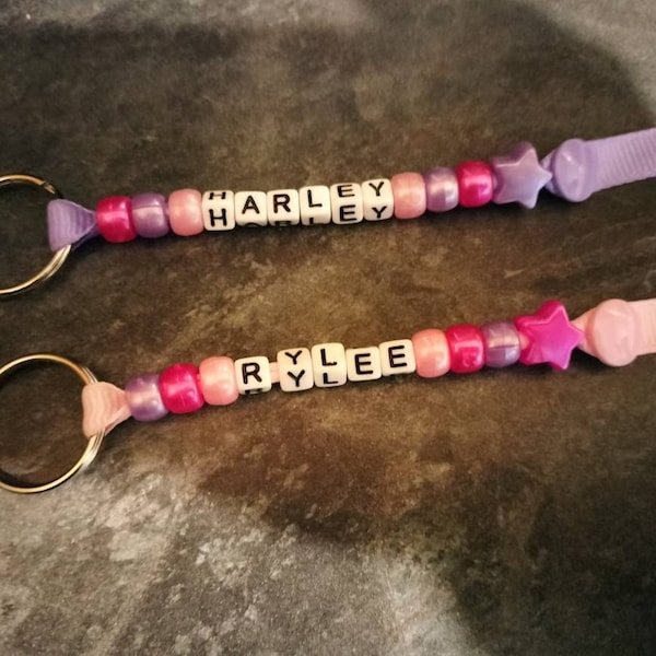 Personalised Beaded Blue Keyring, Handmade Keychain, End of Term ...