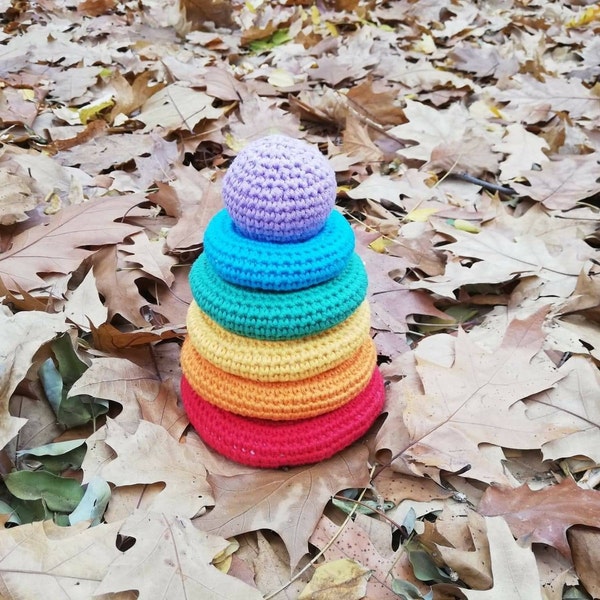 Crochet Baby Toys Montessori Rainbow Stacking Rings Pattern Crochet ...