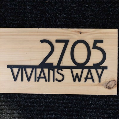 Mid Century Modern Metal House Number Sign Address Sign With Street ...