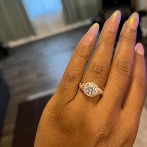 Rose Gold Oval Engagement Ring , Elongated Oval Ring, Flashy Engagement ...