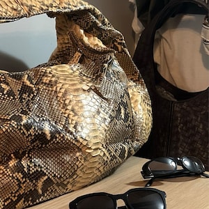 Big Soft Hobo Classy Sport Woman Bag Purse Genuine Python Skin Python ...
