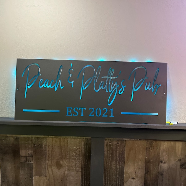 Personalized Bar LED Metal Art Sign / Light up Pub Metal Sign / Multi ...
