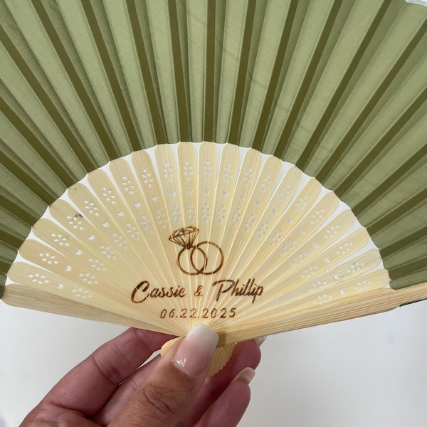 Personalized Wedding Hand Fans Custom Wooden Folding Handheld Fans ...