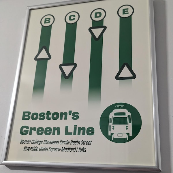 Boston Subway Poster | Blue, Green, Red, Orange Line Trains, MBTA, the ...