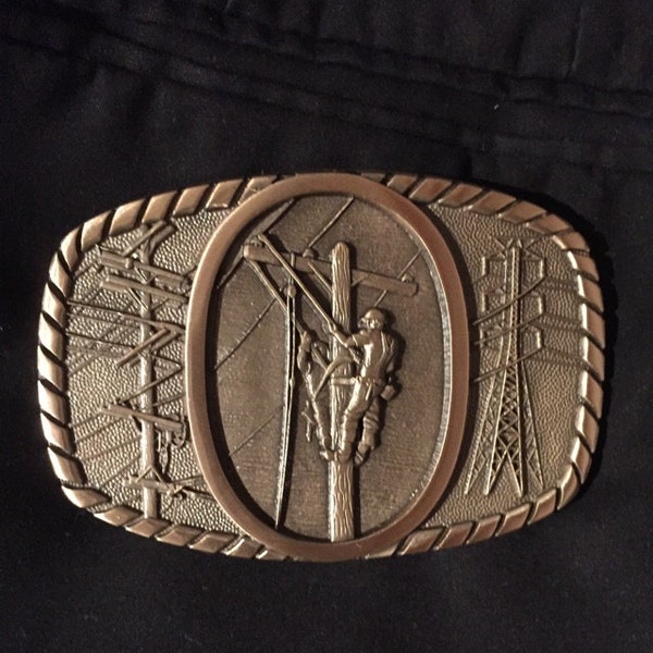 Handmade Solid Brass Lineman Belt Buckle – Power Pole Design - Etsy