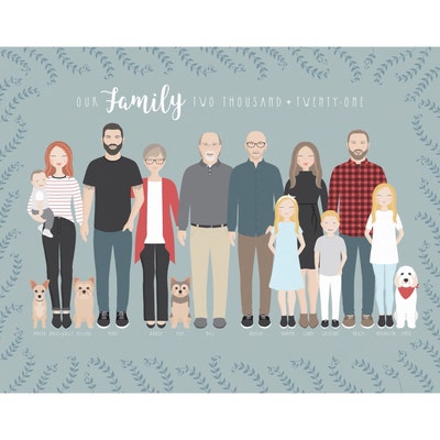 Custom Family Portrait PRINTABLE, Personalized Extended Family ...