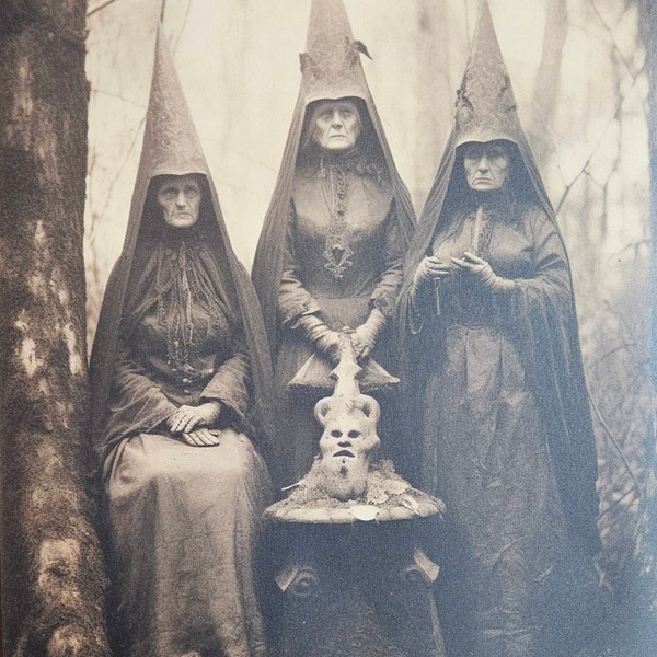 The Coven, Victorian Witches, Vintage Tintype Style Photograph, Framed ...