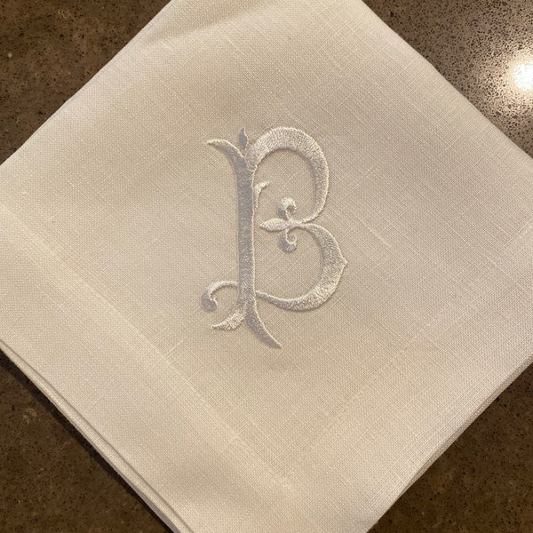 Three Letter Monogrammed Wedding Napkin, Custom Linen Napkin ...