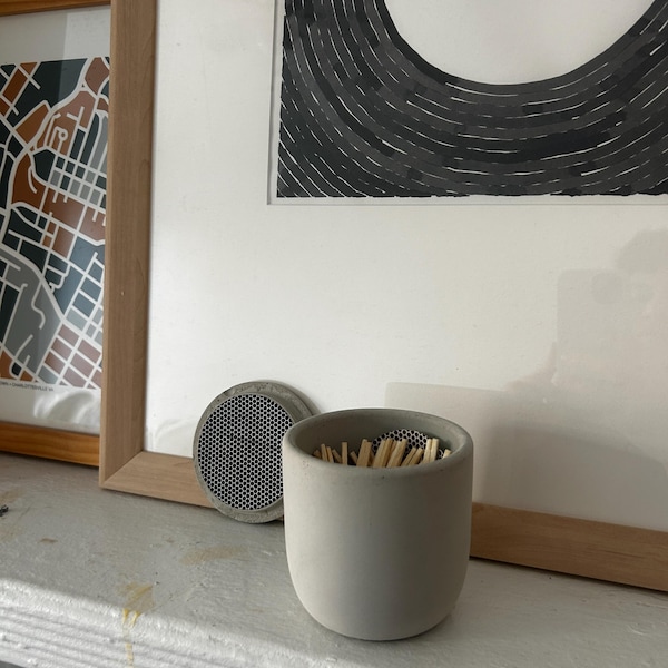 Concrete Match Jar With Strike Pad Lid AND Matches - Etsy