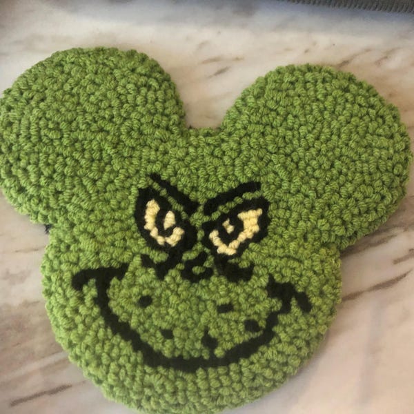 Pink Bow Coaster, Cherry Punch Needle Coaster,cherry and Bowl Mug Rugs ...