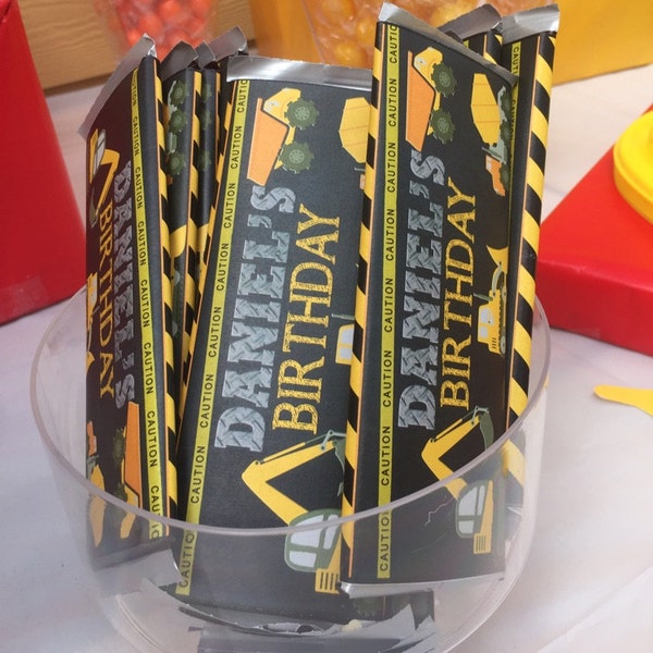 Construction Birthday Party Favors - CONSTRUCTION CANDY Bar WRAPPERS ...