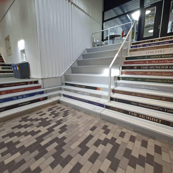 Book Spine Stair Decals, Literary Book Title Staircase Stickers ...