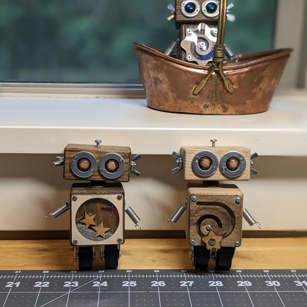 Student Cute Gift Handmade Wooden Robot , Sculpture, Quirky Decor ...