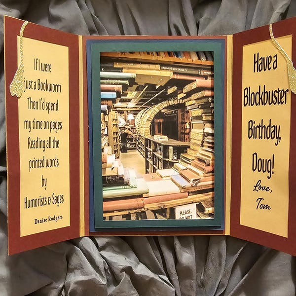 Bookworm Birthday Card Personalize; Fathers Day Book Card; Mothers Day ...