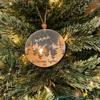 Personalized Christmas Scene Ornament, Holiday Ornament, Christmas Tree Ornament, Mountain ...