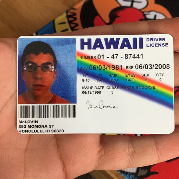 Mclovin SUPERBAD Plastic ID Card - Film Novelty Prop Replica (with or ...