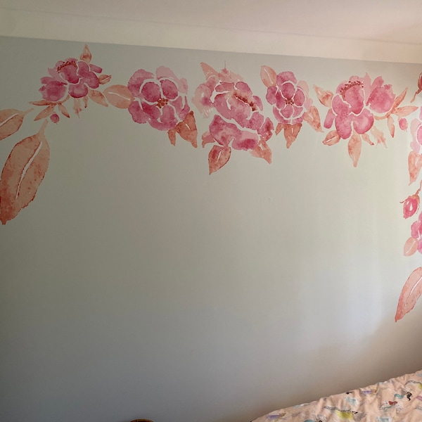 Watercolor Blush, Vinyl Set, Watercolor Wall Stickers, Life Size Decals ...